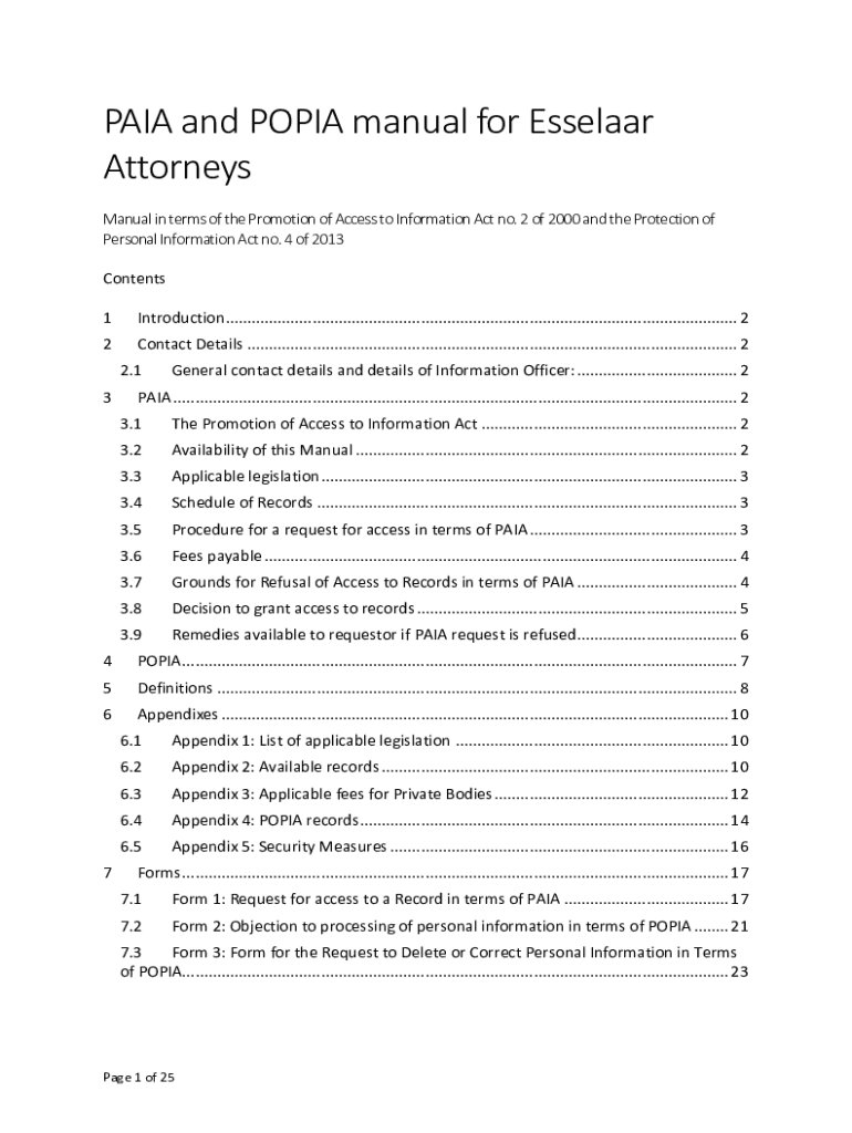Fillable Online PAIA and POPIA manual for Esselaar Attorneys Fax Email ...