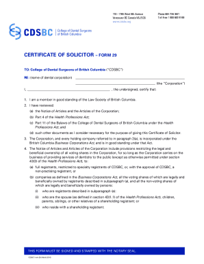 Fillable Online Form 29 - Certificate Solicitor Fax Email Print - pdfFiller