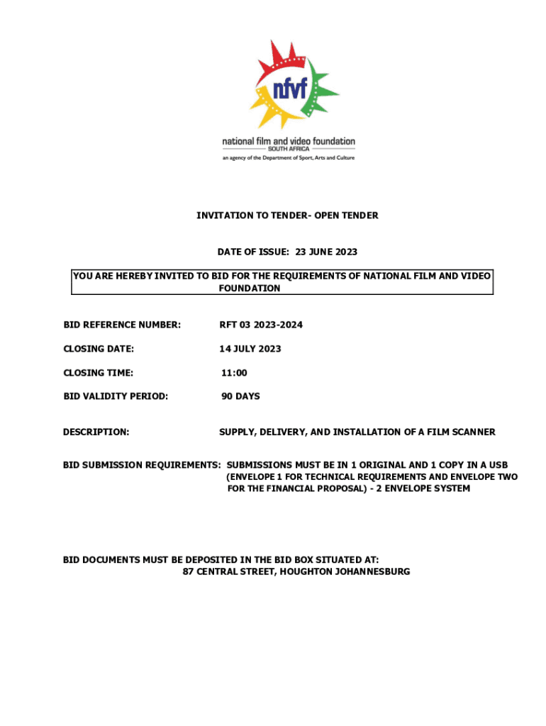 Fillable Online SUPPLY, DELIVERY, AND INSTALLATION OF A FILM SCANNER ...