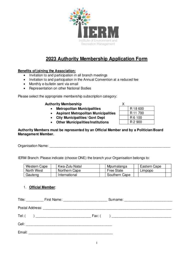 Fillable Online 2023 Authority Membership Application Form Fax Email ...