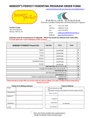 Fillable Online NOBODY'S PERFECT PARENTING PROGRAM ORDER FORM Fax Email ...