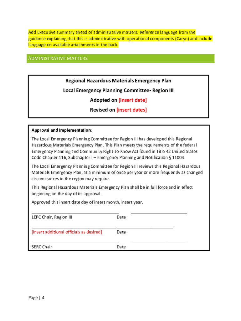 Fillable Online Draft LEPC III HazMat Regional Plan Fax Email Print ...