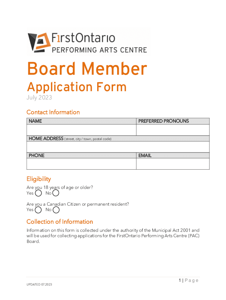 Fillable Online Board Member - Application Form Fax Email Print - pdfFiller