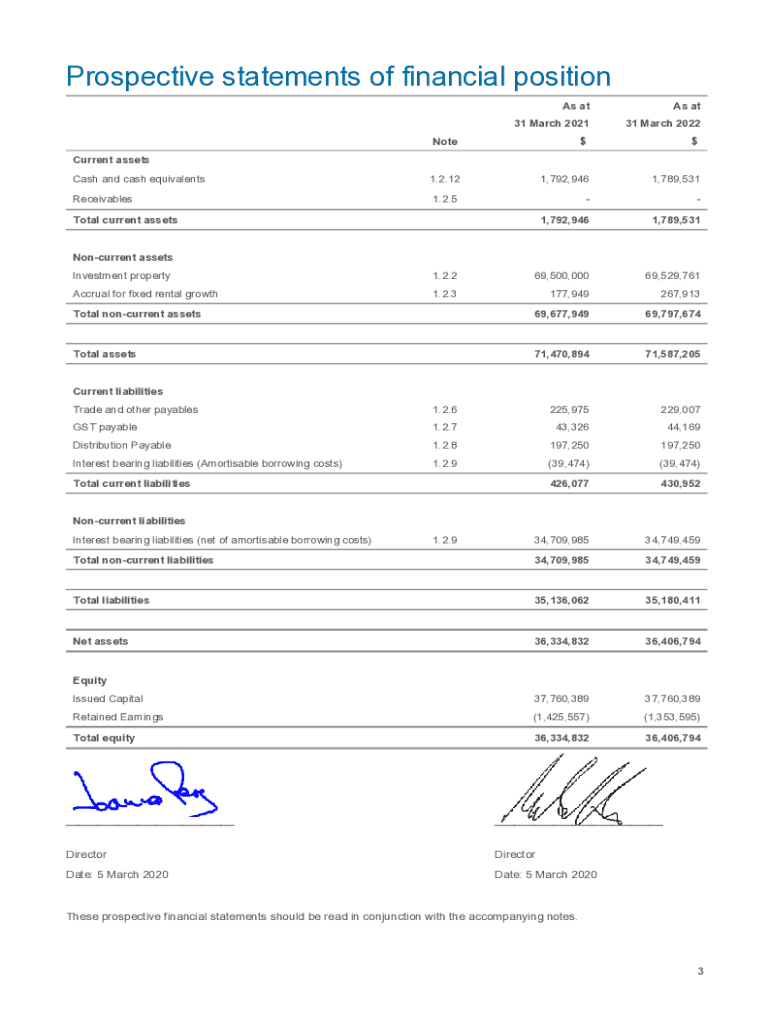 Fillable Online Prospective Financial Statements Fax Email Print ...