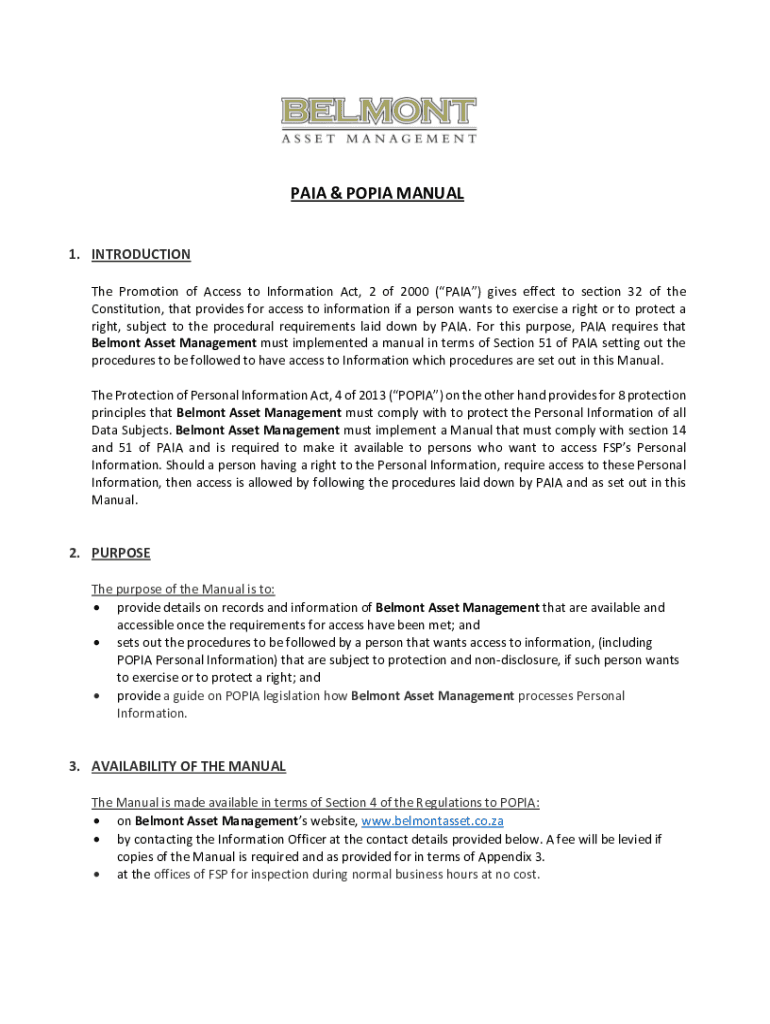 Fillable Online PAIA & POPIA MANUAL Fax Email Print - pdfFiller