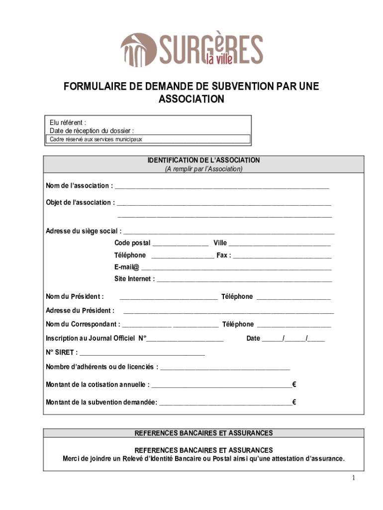 Remplissable En Ligne DOSSIER DE SUBVENTION ASSOCIATIONS SPORTIVES Fax Email Imprimer - pdfFiller