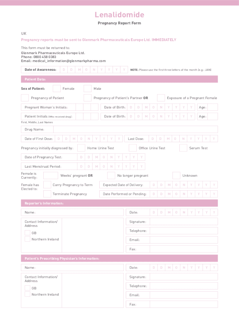 Fillable Online Pregnancy Report Form Fax Email Print - pdfFiller