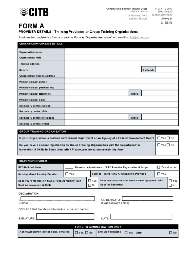 Fillable Online citb org Form A Joint Provider Fax Email Print - pdfFiller