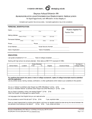 Fillable Online Administrative and Confidential Employment Application ...