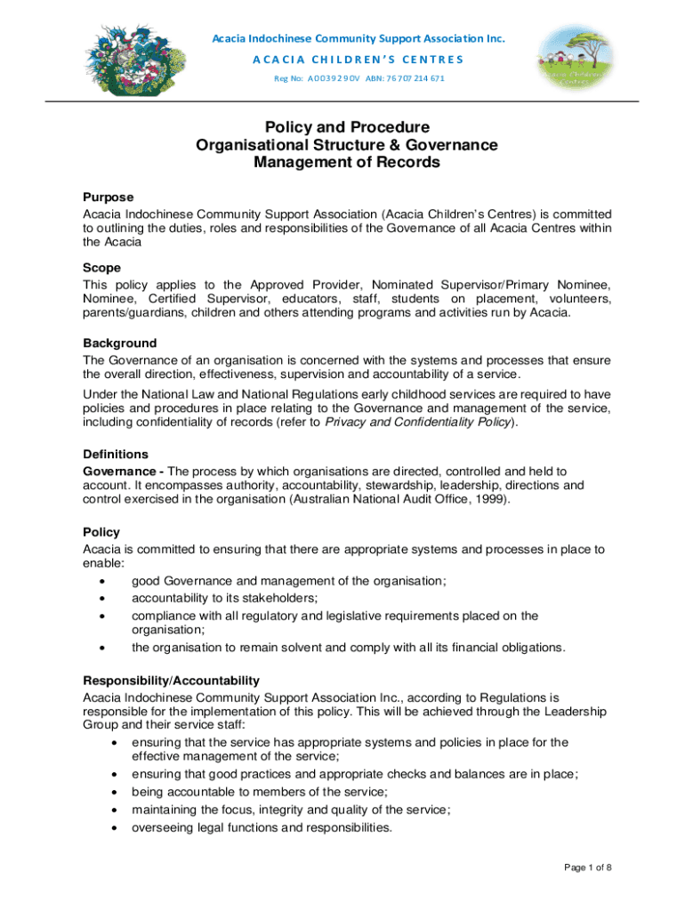 Fillable Online Organisational Structure & Governance Management of ...