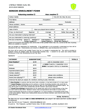 Fillable Online SENIOR ENROLMENT FORM Fax Email Print - pdfFiller