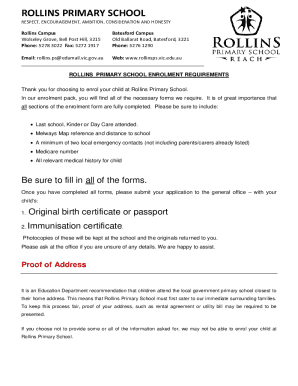 Fillable Online rollinsps vic edu Rollins Primary School - Geelong ...