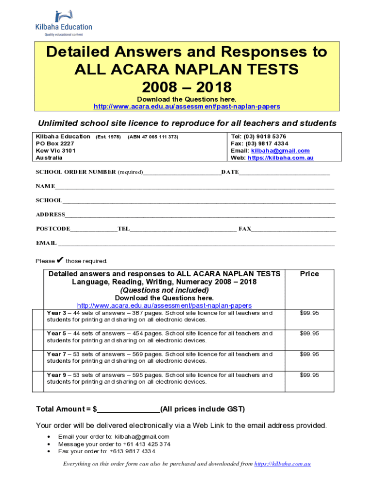 Fillable Online NAPLAN Past Papers and Practice Tests for Years 3, 5, 7 ...