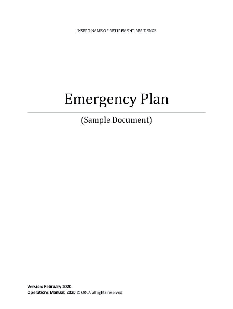 Fillable Online Emergency Plan. (Sample Document) Fax Email Print ...