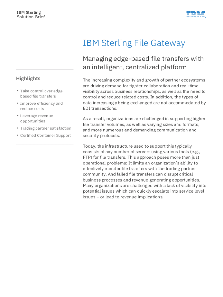 Fillable Online IBM Sterling File Gateway Managing edge based ... Fax ...