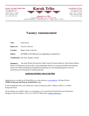 Fillable Online Grant Writer Job Description +2023 TEMPLATE Fax Email Print - pdfFiller