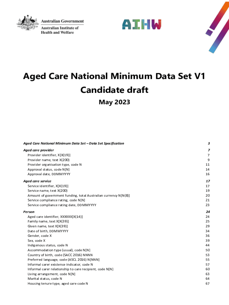 Fillable Online Aged Care National Minimum Data Set V1 Candidate draft ...