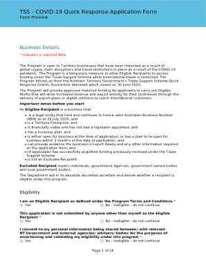 Fillable Online TSS - COVID-19 Quick Response Application Form Fax ...