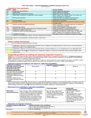 Fillable Online Legionella Regulations compliance inspection report ...