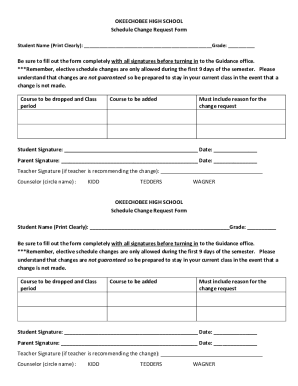 Fillable Online OKEECHOBEE HIGH SCHOOL Schedule Change Request Form Fax ...