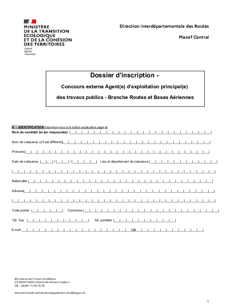 Remplissable En Ligne concours externe d'agent d'exploitation principal Fax Email Imprimer ...