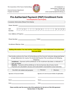 Fillable Online Pre-Authorized Payment (PAP) Enrollment Form Fax Email ...