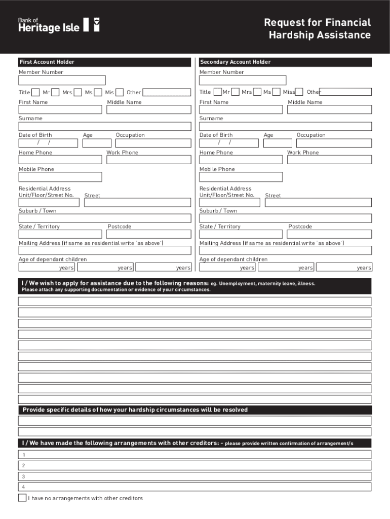 Fillable Online Request for Financial Hardship Assistance Fax Email ...