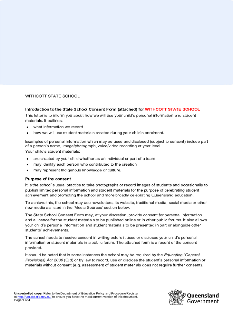 Fillable Online withcottss eq edu withcott ss state-school-consent-form ...