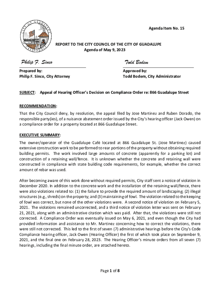 Fillable Online ci guadalupe ca Todd Bodem Philip F. Sinco - City of ...