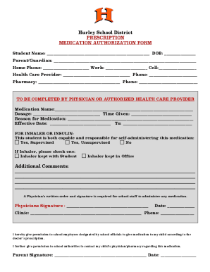 Fillable Online PRESCRIPTION MEDICATION AUTHORIZATION FORM.docx Fax ...