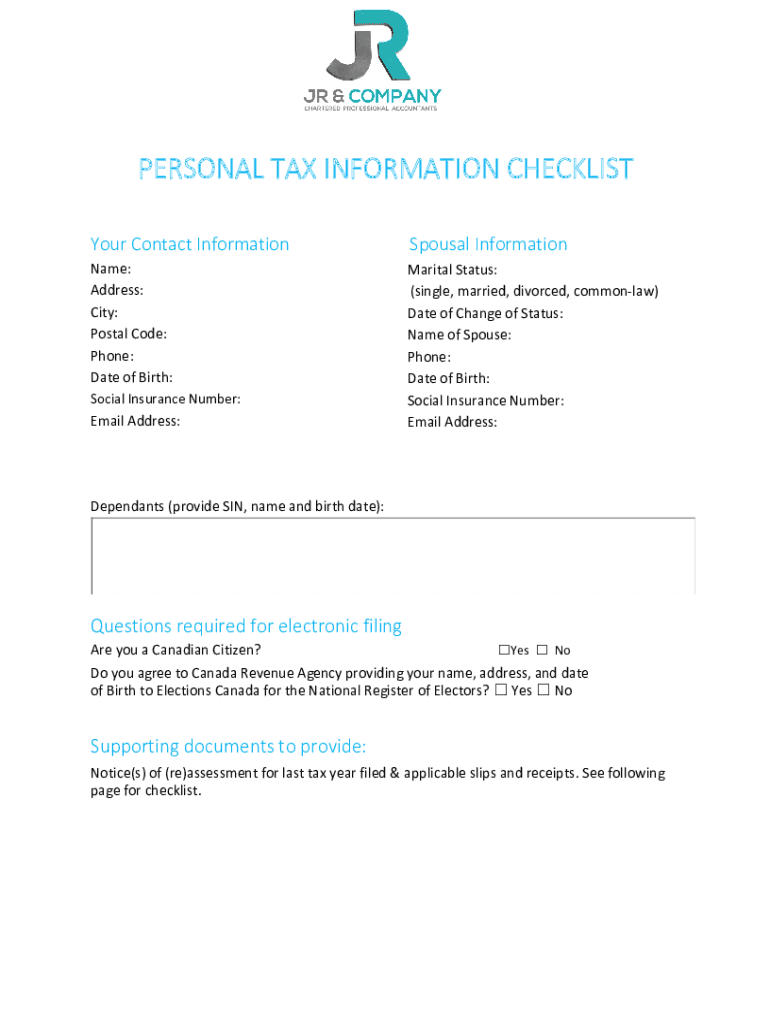 Fillable Online Personal Tax Information Sheet Fax Email Print - pdfFiller