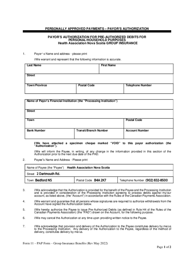 Fillable Online Pre-Authorized Debit Agreement /Alternate Payment ...