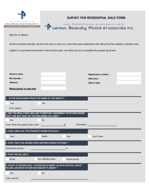 Fillable Online SURVEY FOR RESIDENTIAL SALE FORM Fax Email Print ...