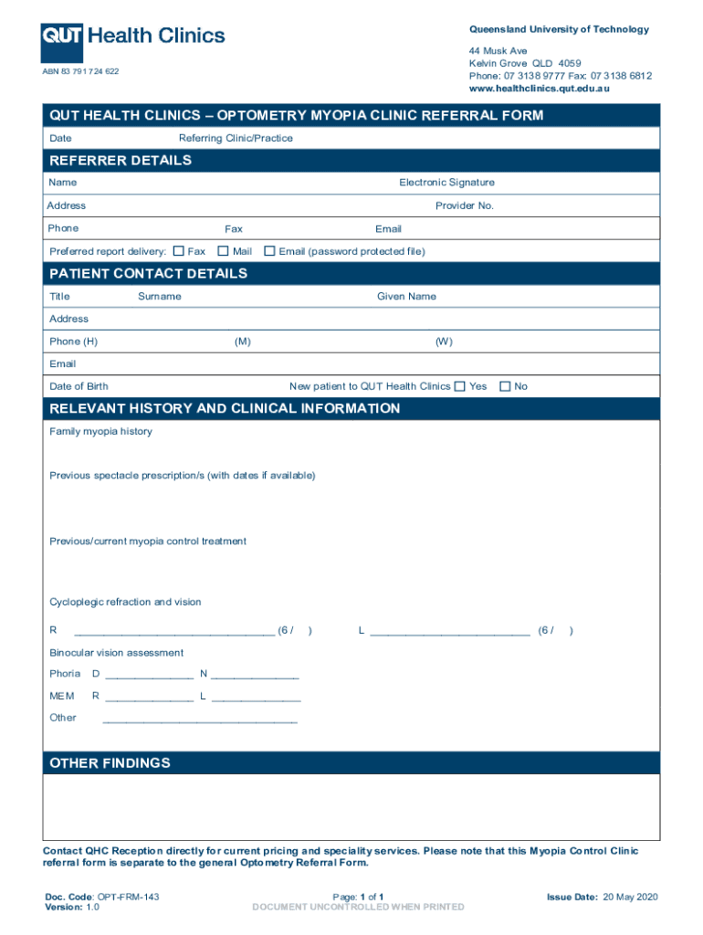 Fillable Online optometry myopia clinic referral form Fax Email Print ...
