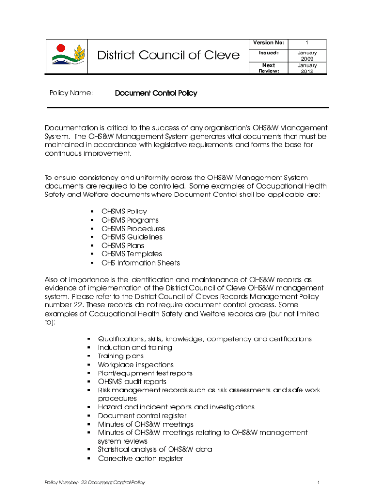 Fillable Online WHS DOCUMENT CONTROL GUIDELINES - Staff - UOW Fax Email ...