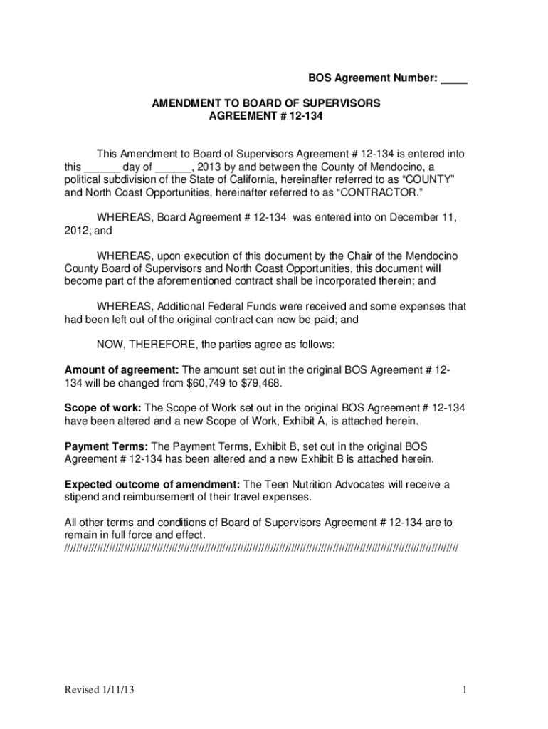 Fillable Online BOS Agreement Number: Fax Email Print - pdfFiller