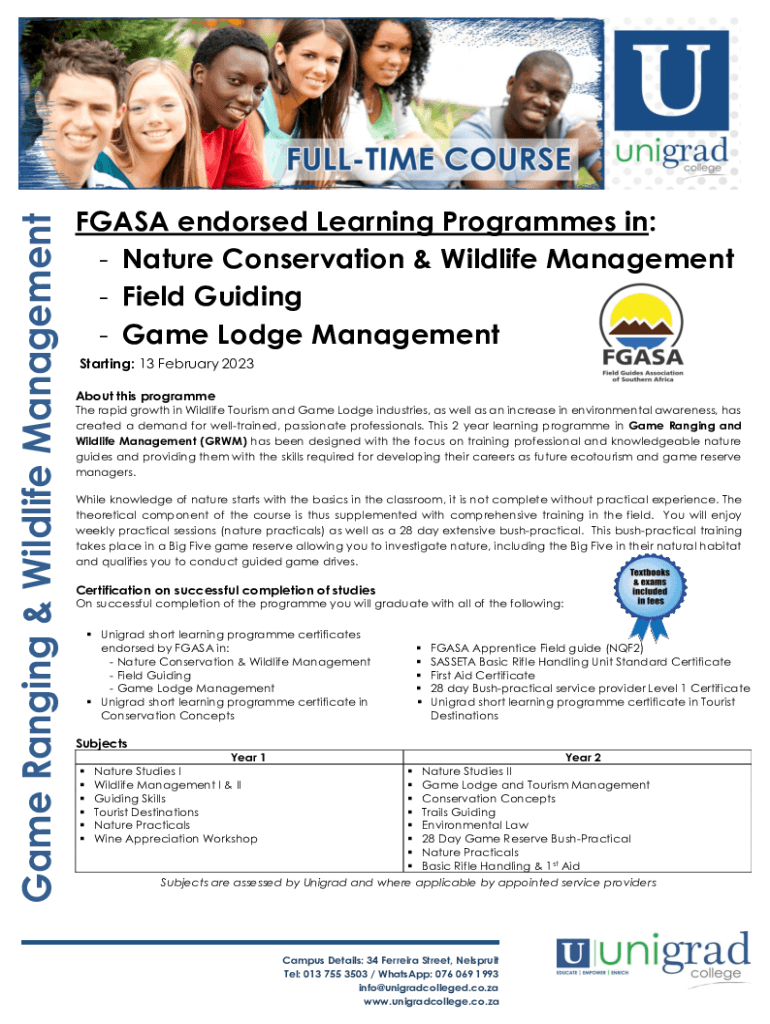 Fillable Online How to Become a Game Ranger or Field Guide Fax Email ...