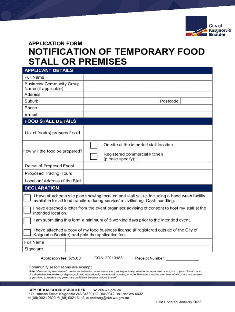 Fillable Online Temporary Food Event - Food Vendor Notification Form ...