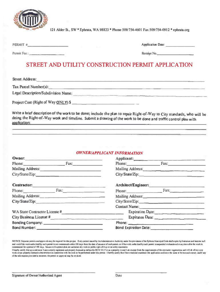 Fillable Online Street and Utility Permit App.pdf Fax Email Print ...