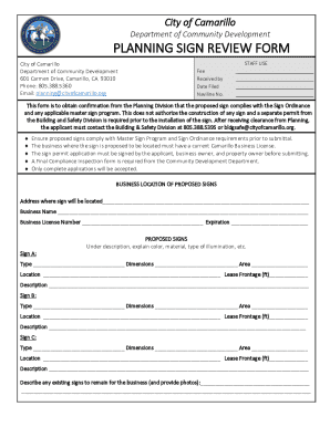 Fillable Online PLANNING SIGN REVIEW FORM Fax Email Print - pdfFiller