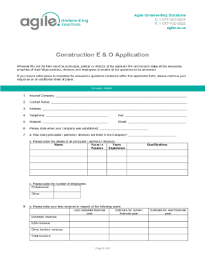 Fillable Online Construction E&O Application Fax Email Print - pdfFiller