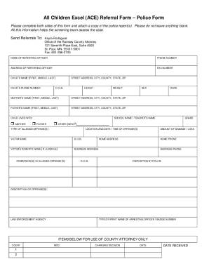 Fillable Online All Children Excel (ACE) Referral FormPolice Form Fax ...