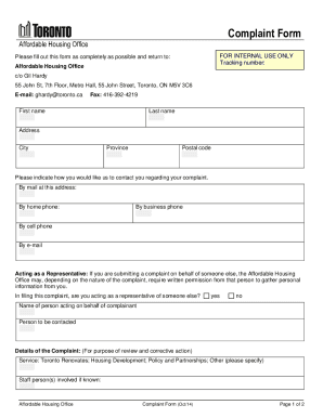 Fillable Online Affordable Housing Office Complaint Form. Affordable ...