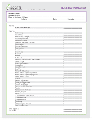Fillable Online Business Worksheet Checklist Fax Email Print - pdfFiller