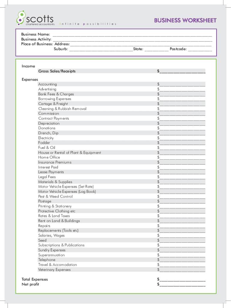 Fillable Online Business Worksheet Checklist Fax Email Print - pdfFiller