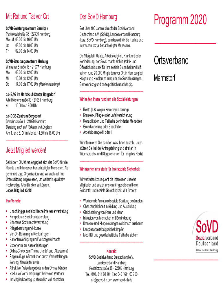 Ausfüllbar Online Sozialverband Hamburg: Wir ber uns Fax Email Drucken - pdfFiller