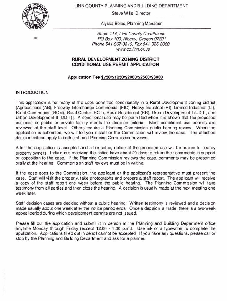 Fillable Online Rural Development zoning district conditional use ...