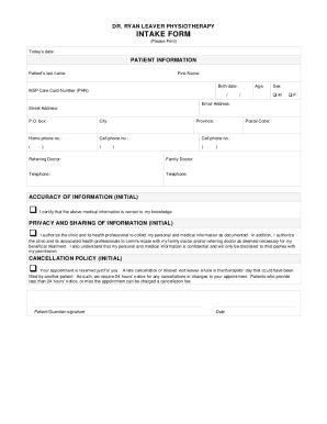 Fillable Online Medical office registration form. Dr. ryan Leaver ...