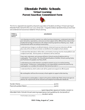Fillable Online Virtual Learning Parent/Guardian Commitment Form Fax ...