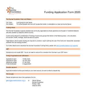 Fillable Online Funding Application Form 2020 - Gisborne Fax Email ...